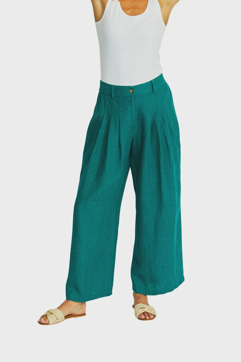 Ping Pong Amal Linen Palazzo Pant Ivy – Miss Gladys Sym Choon